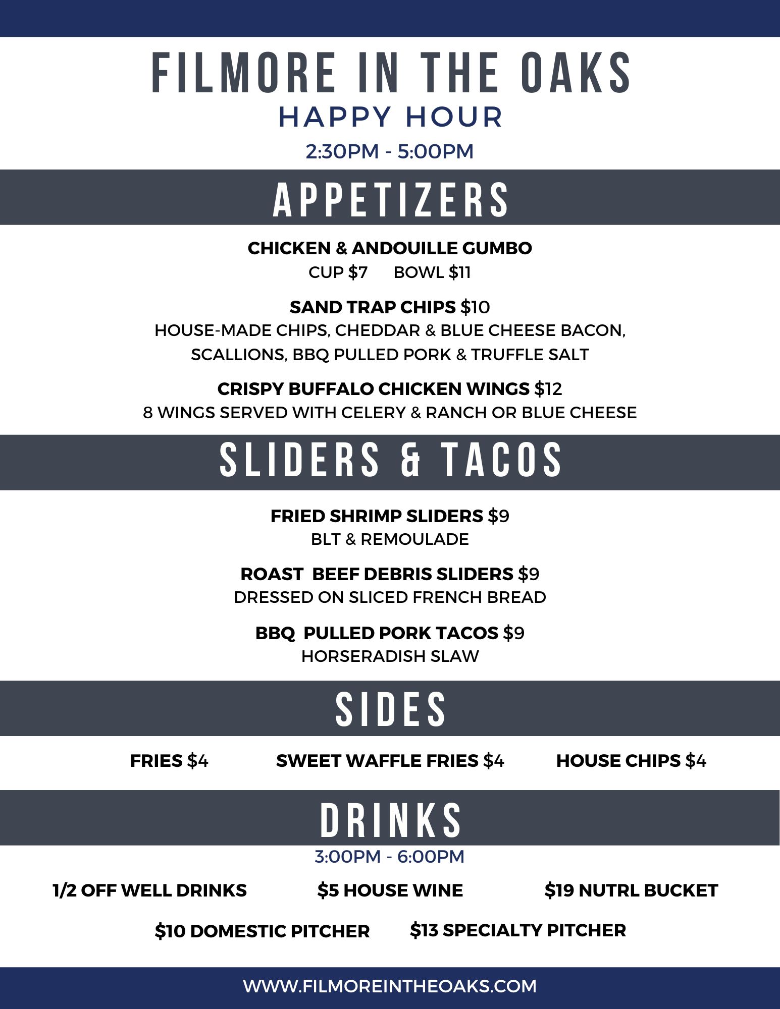 Menus - Bayou Oaks at City Park - North Course