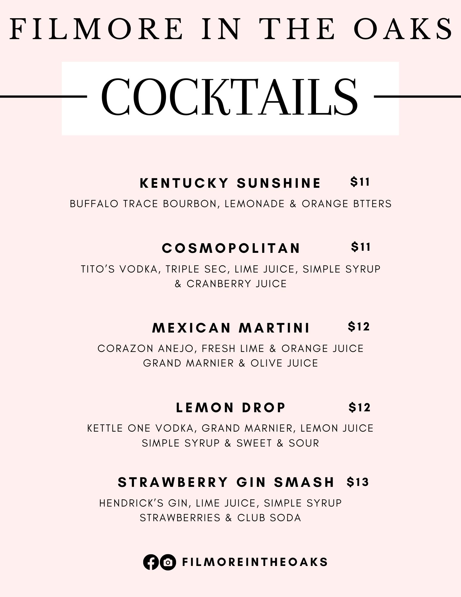 Menus - Bayou Oaks at City Park